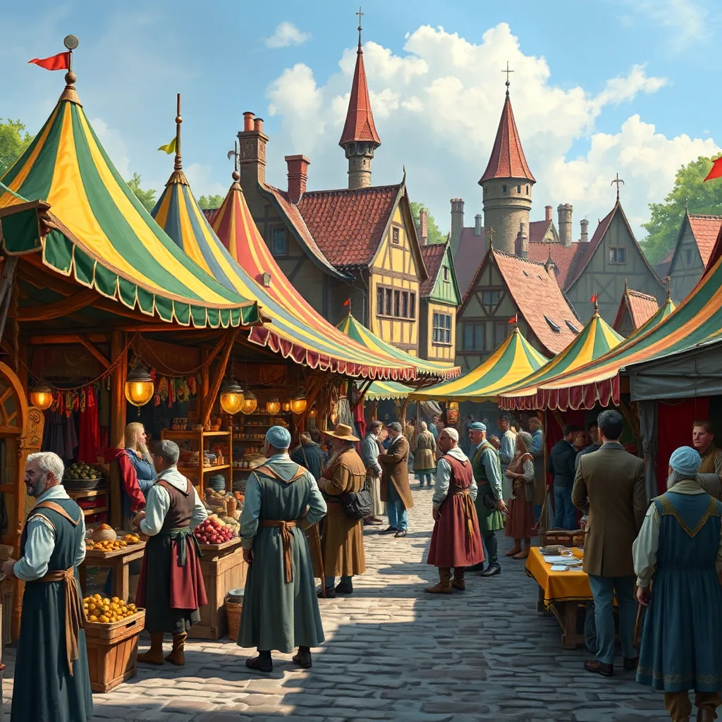 A bustling medieval marketplace…