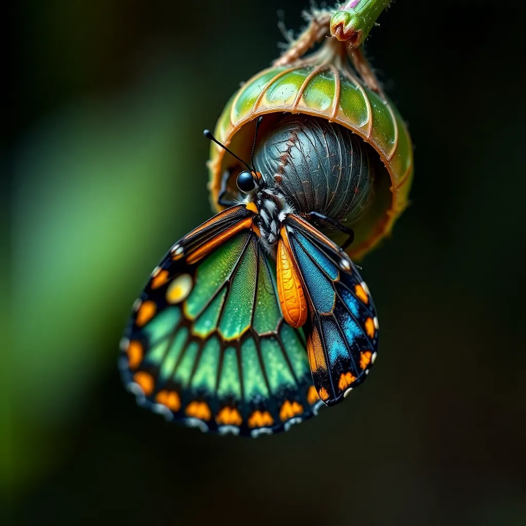 A close-up of a butterfly emer…